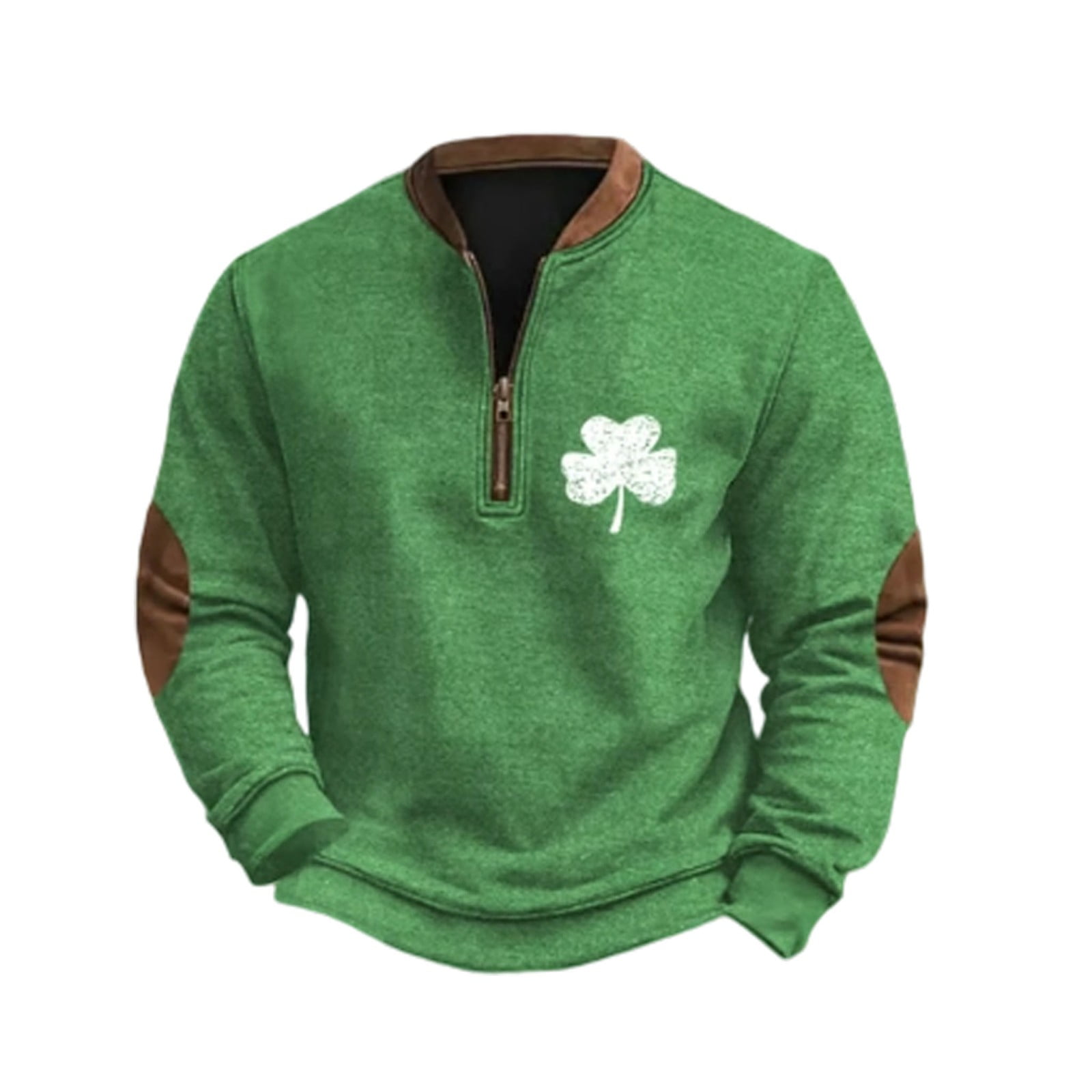 gcong Mens St Patricks Day Sweatshirt Retro Shamrock Flag Print Stand ...