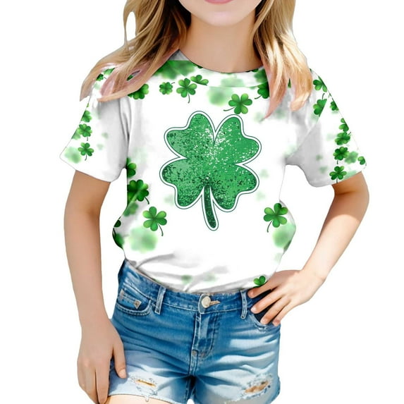 gcong Plus Size St Patrick's Day Shirt for Boy and Girl Round Neck Girl ...