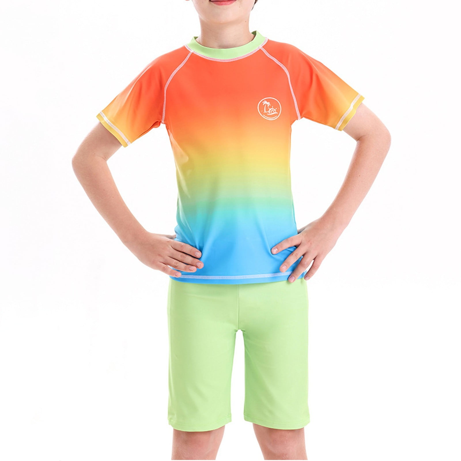 gcong Swimsuit Kid Graphic Print Rash Guard Boys Swimwear Bathing Suit ...