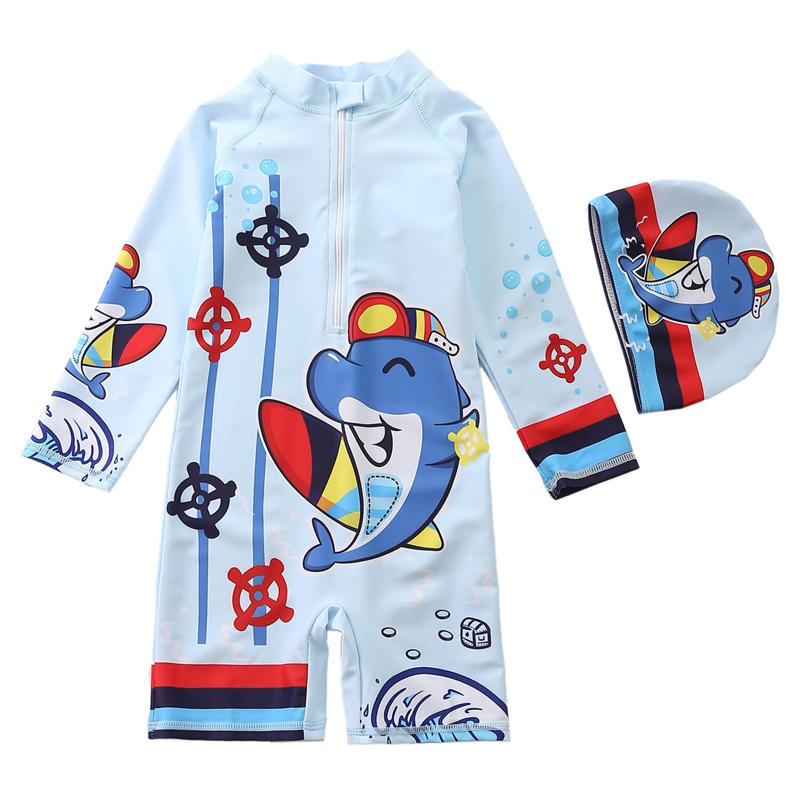 gcong Youth Boy Swimsuit Cartoon Print Toddler Baby Boy Swim Rash Guard ...