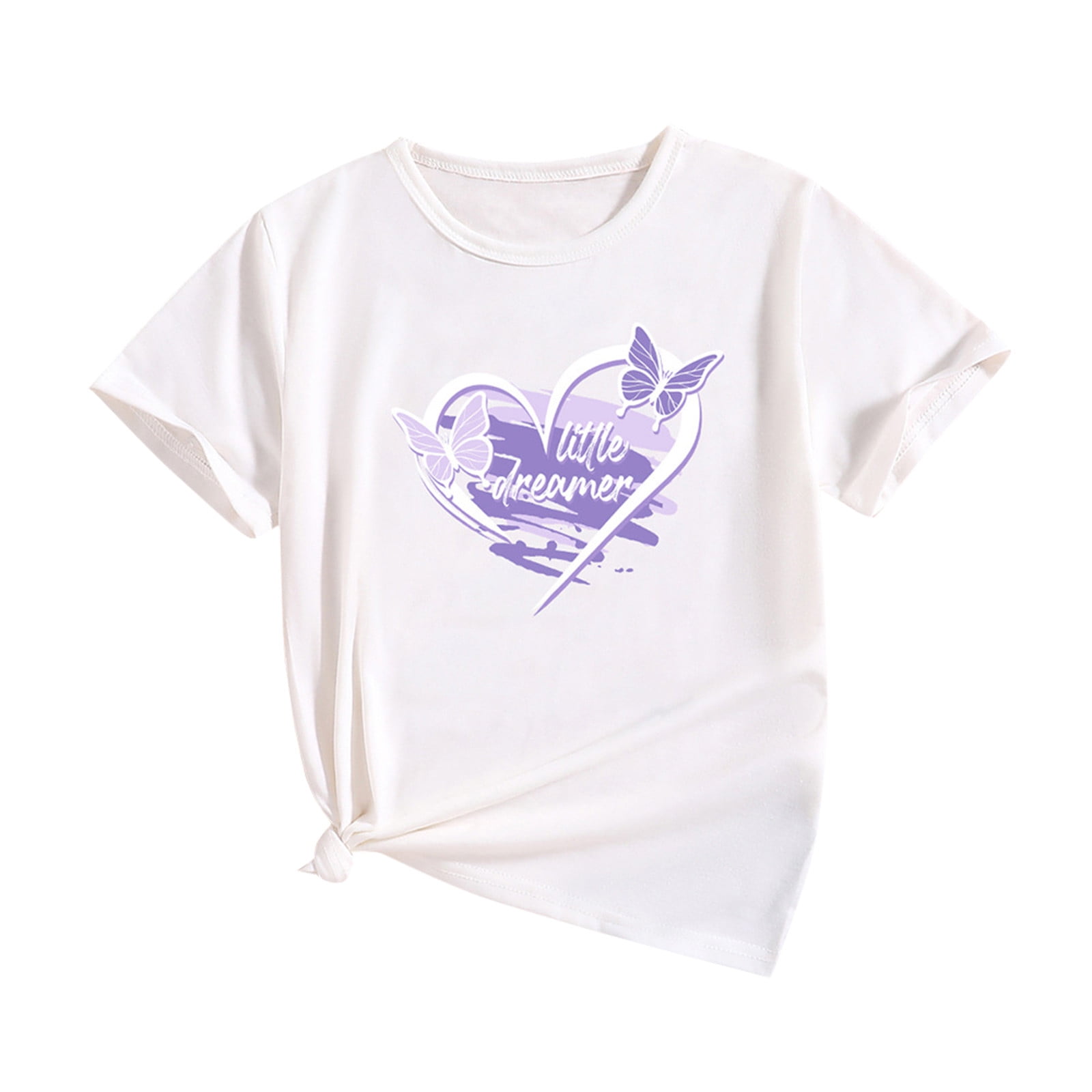 gdxvjhbj Girls Shirts Trendy Summer Crop Tops Preppy Girl's Tee Short ...