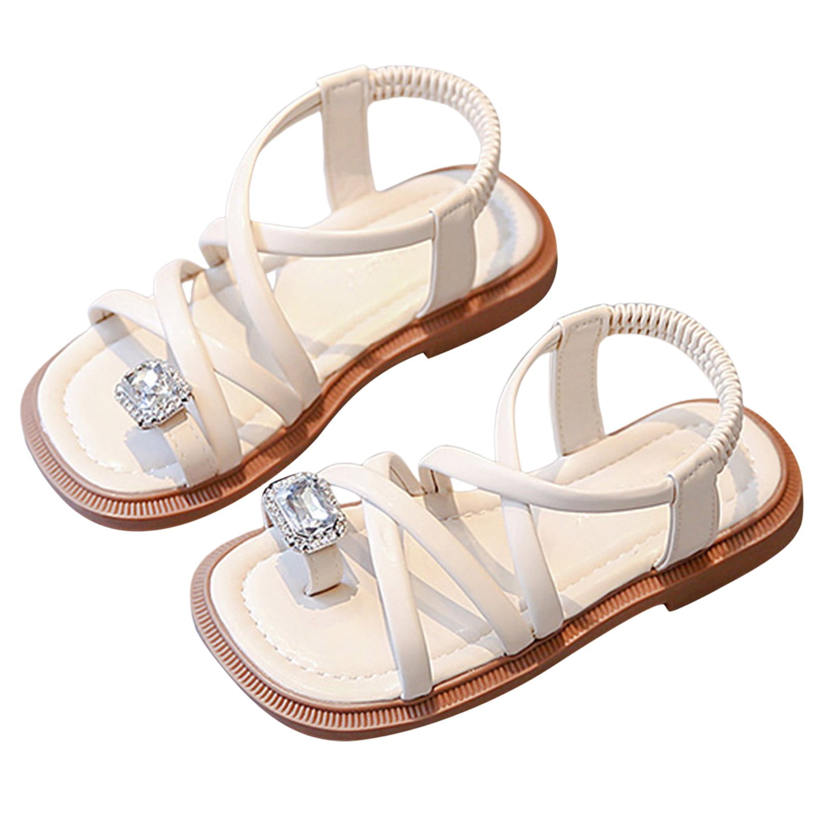 gdxvjhbj Sandals for Toddler Girls Girls Leather Soft Closed Toe Princess Flat Shoes Summer ...
