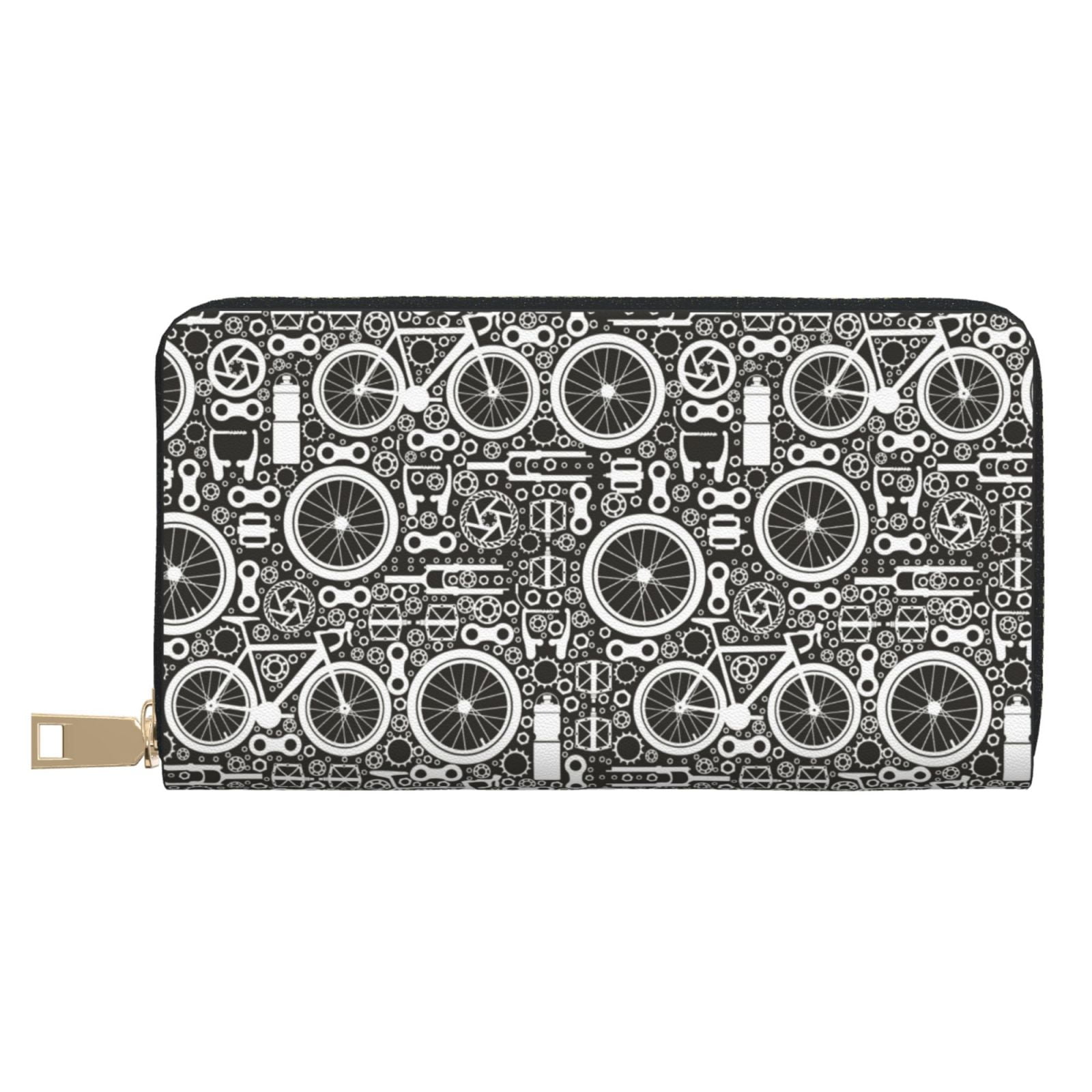 gear Bike Pattern Wallet Women, Leather Bifold Multi Card Wallet, Women ...