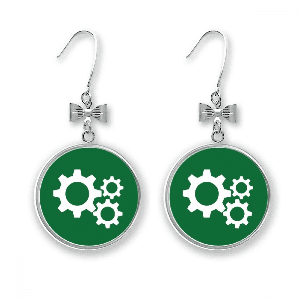 gear mechanical physical structure bow earrings drop stud pierced hook ...
