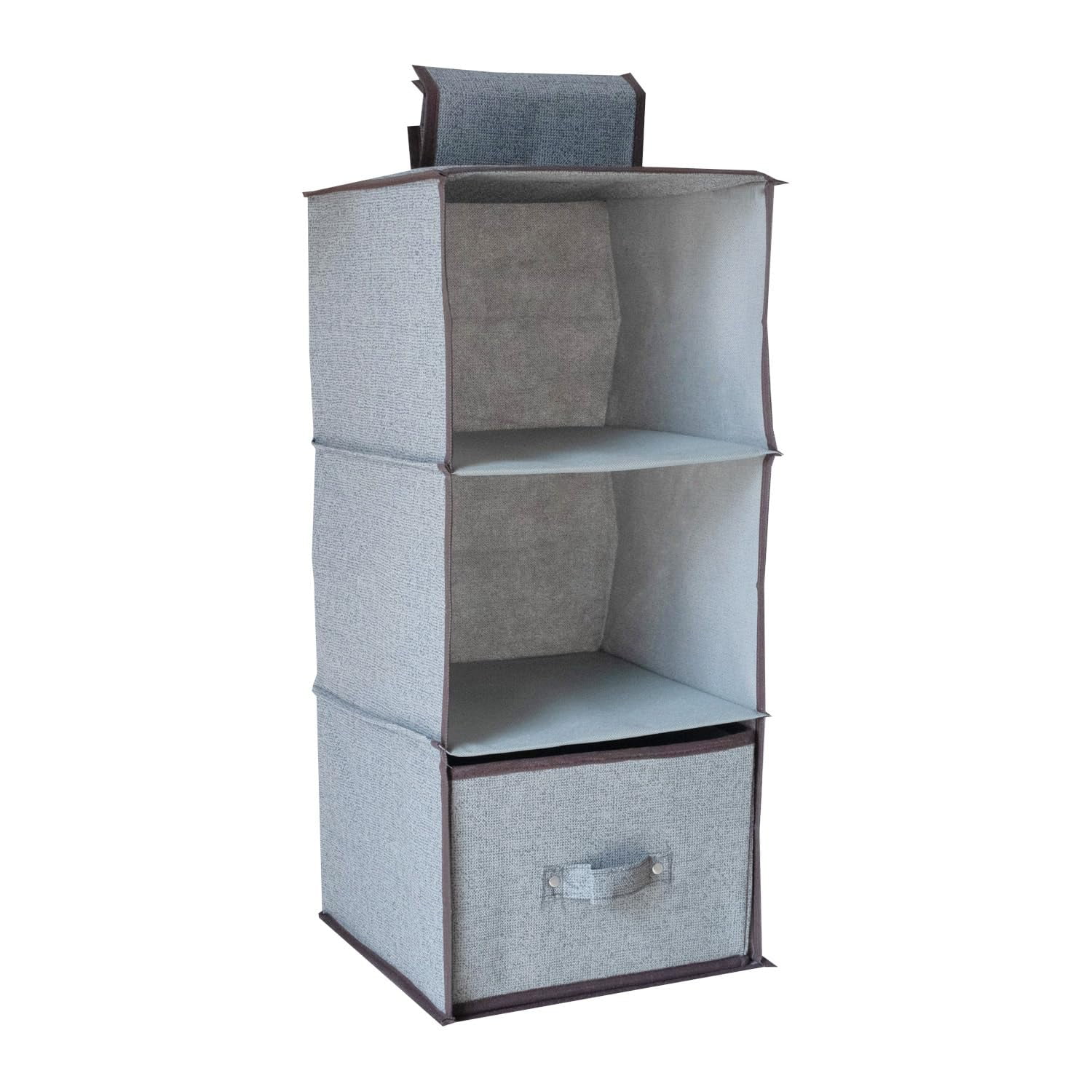 geeliply Hanging Closet Organizer with Drawers 3-Shelf Hanging Closet ...