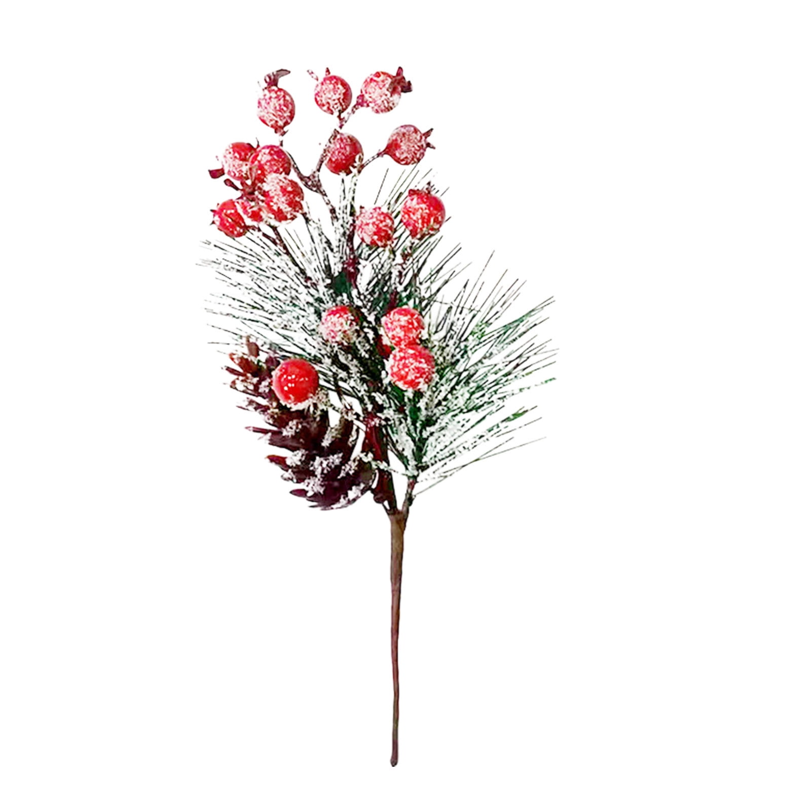 geerera 12-Inch Christmas Pine Pick, Snow Frosted Red Berry and ...