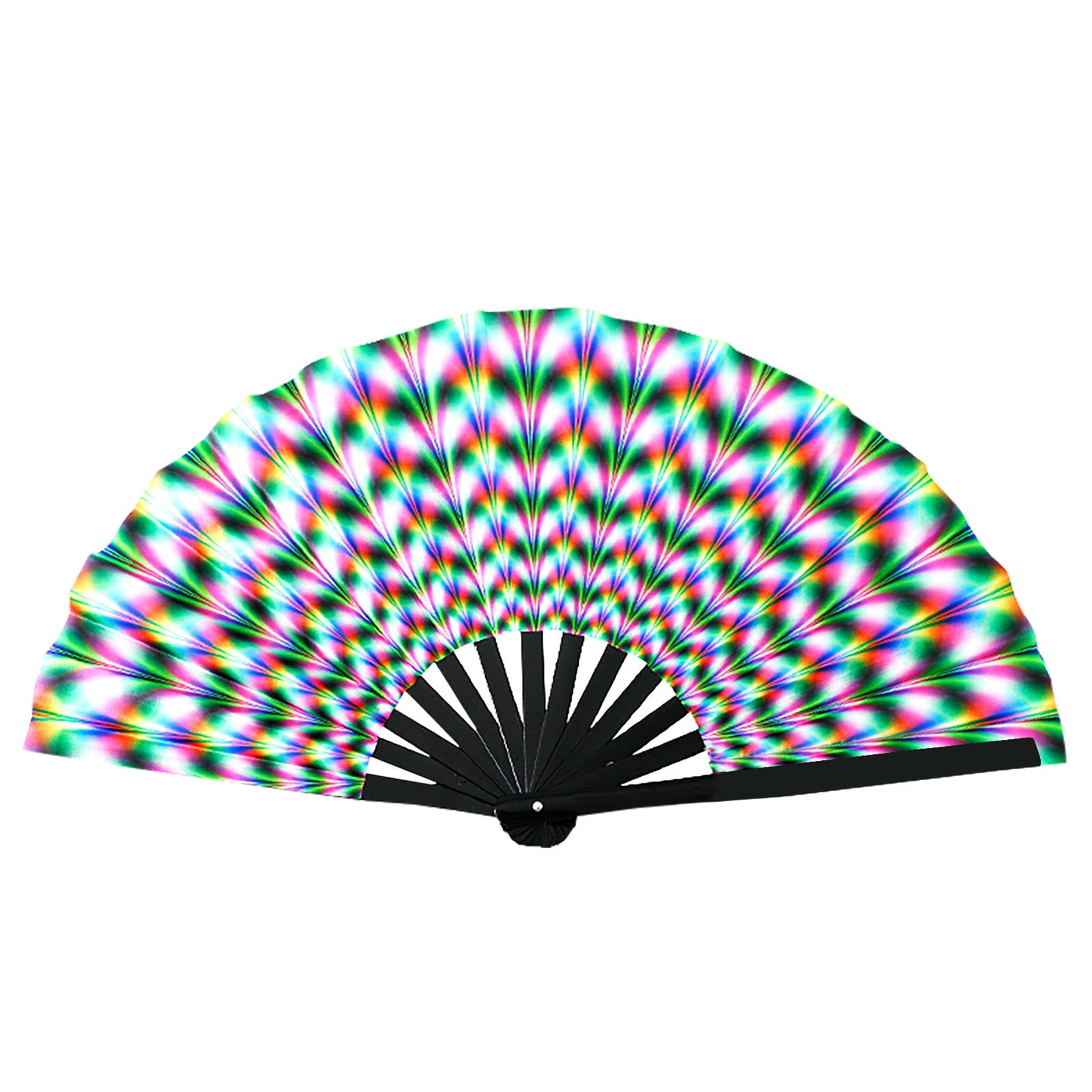 geerera 13-Inch Fluorescent Handheld Fan, Holographic Print for Dance ...