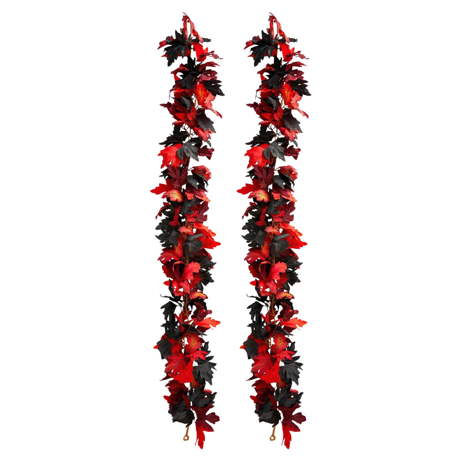 geerera 2pcs Black and Red Artificial Maple Leaf Garland, Gothic Vine ...