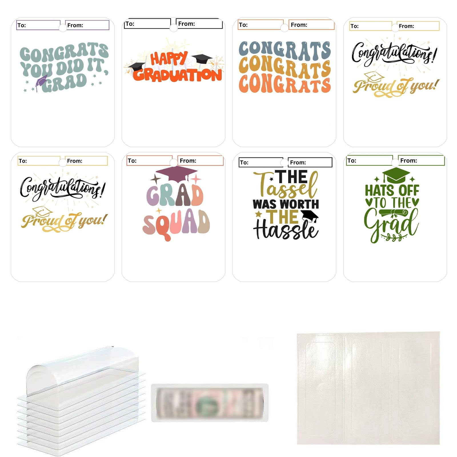 geerera 8 Pcs 2025 Gift Card Set, Graduation Season Cash Holder ...