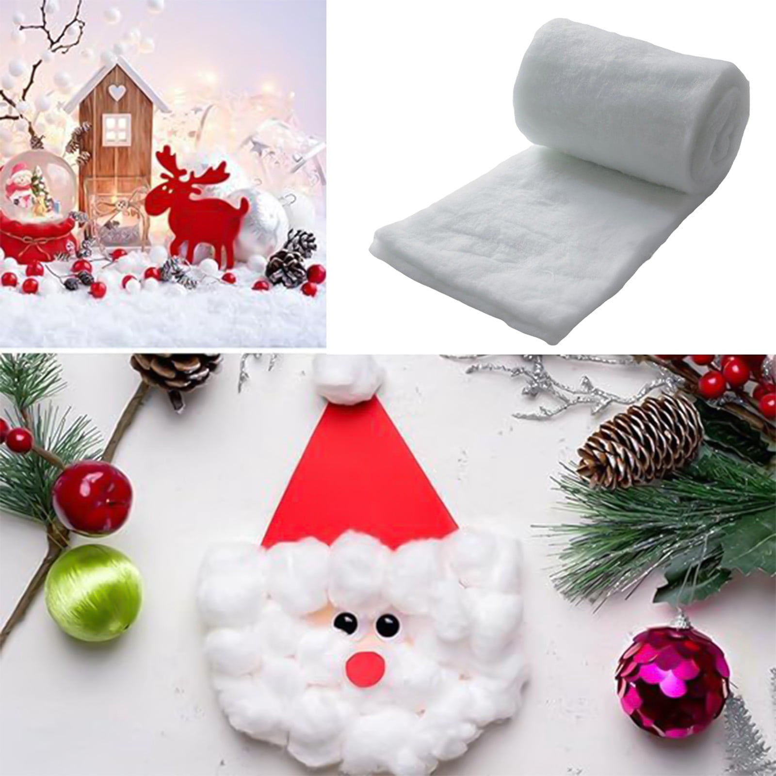 geerera Artificial Snow Roll, 79x16in Fake Fiber Snow Blanket, Winter ...