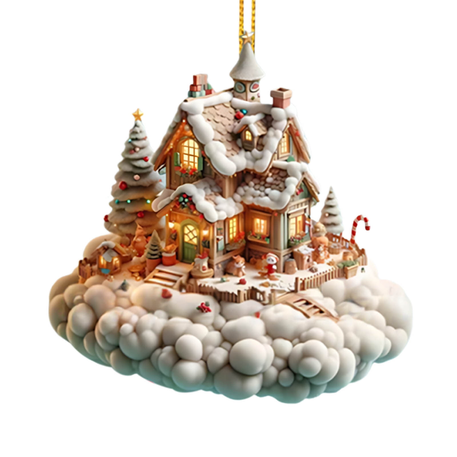 geerera Christmas Village House Ornaments, Hanging Miniature House ...