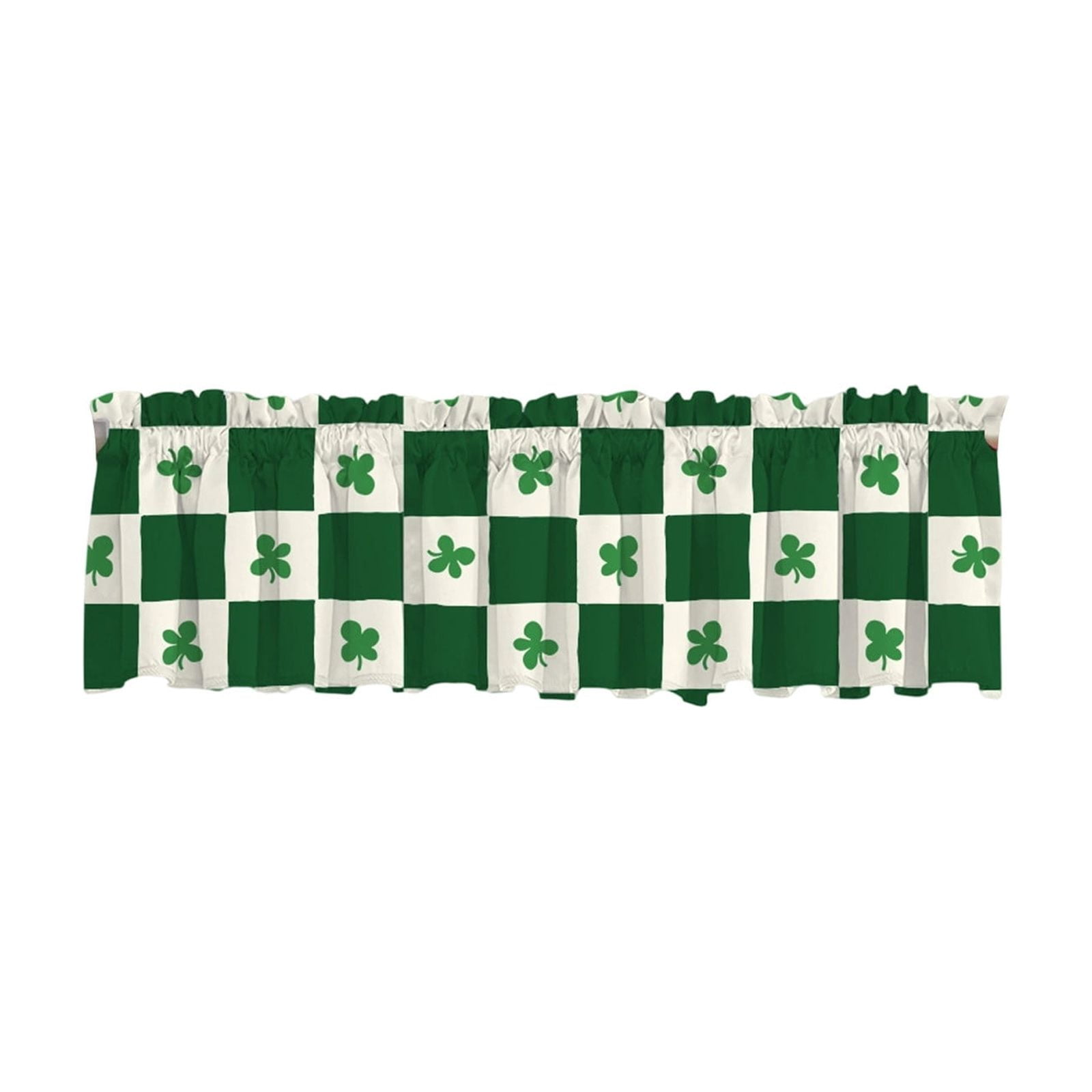 geerera Clover Window Valance, 54"x18" Green Shamrock Print Valance ...