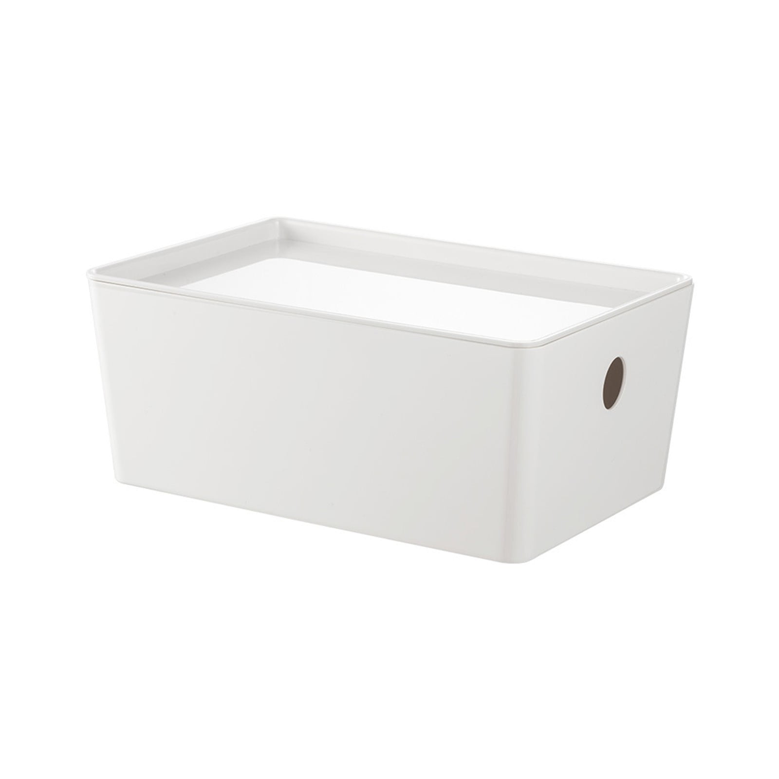 geerera Covered Plastic Storage Box,White Stackable Storage Basket ...