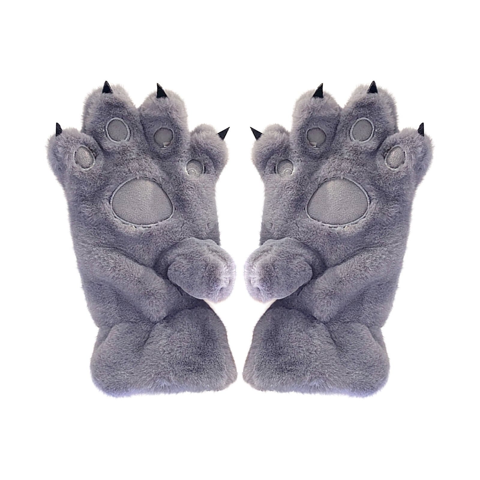 geerera Cute Animal Paw Gloves, Furry Mittens with Claws, Fox Dog Cat ...