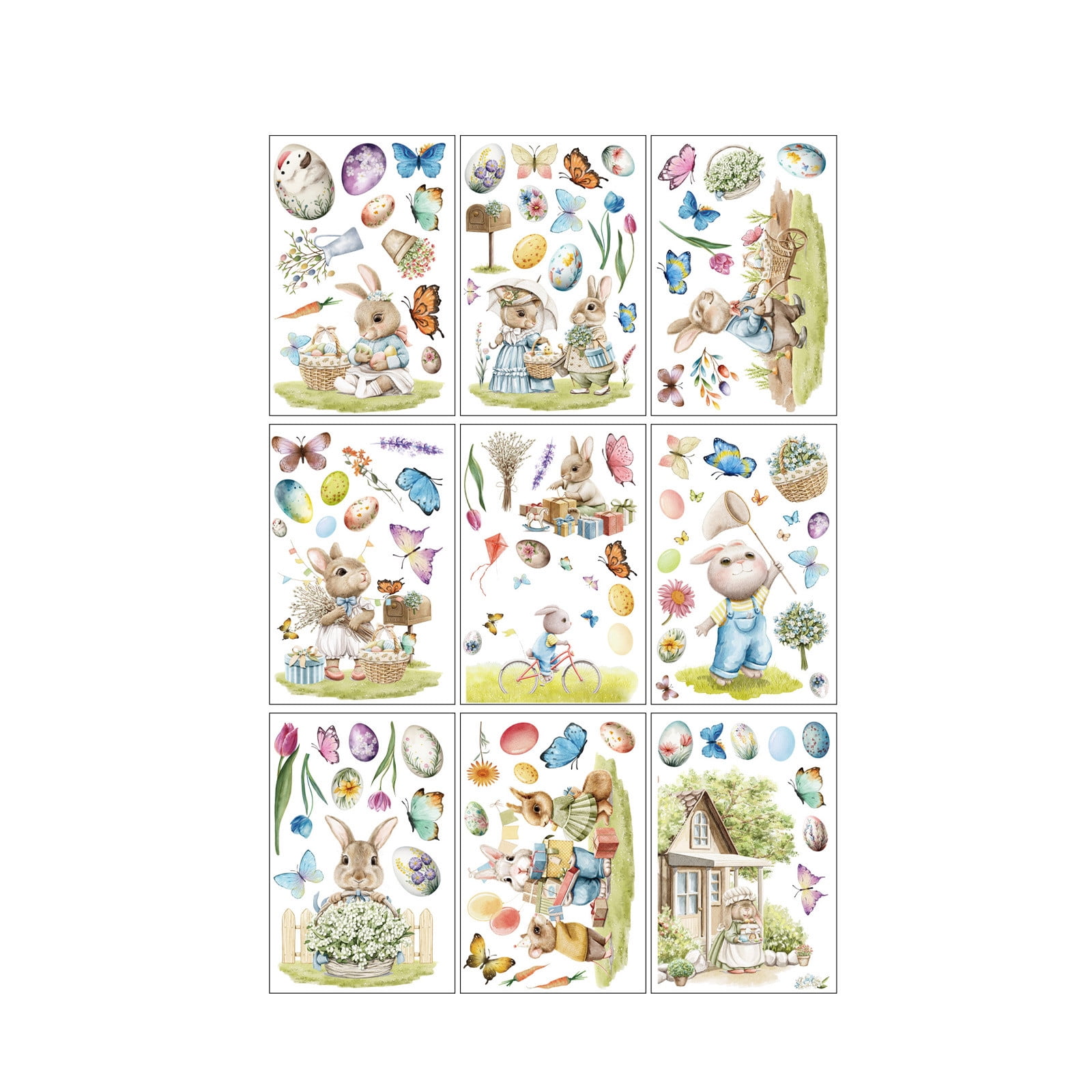 geerera Easter Bunny Glass Sticker,Electrostatic Sticker,Double-sided ...