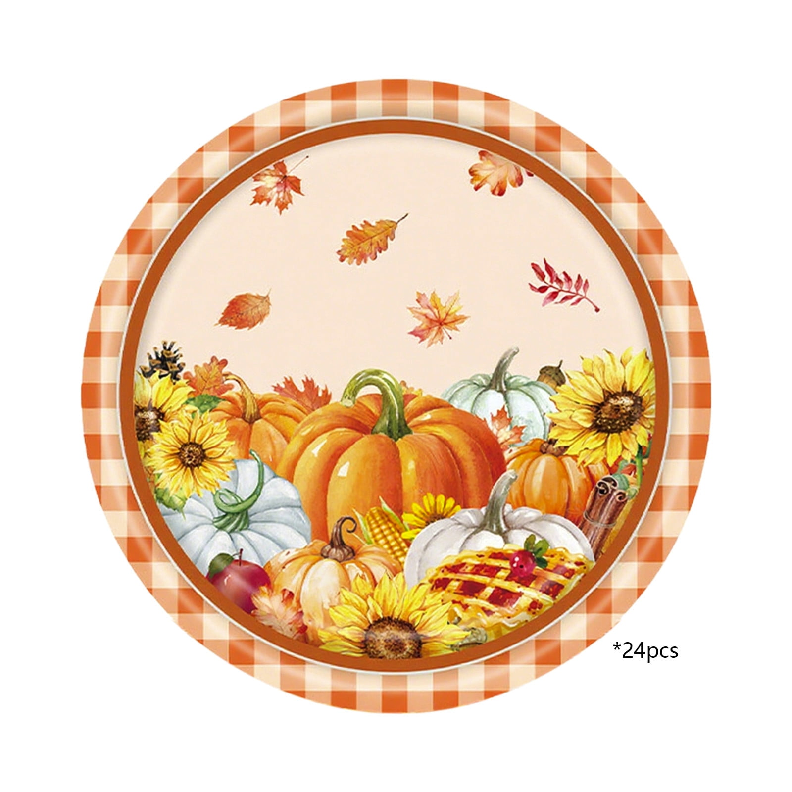 geerera Fall Paper Plates, 24-Pack 7 Inch Disposable Dessert Plates ...
