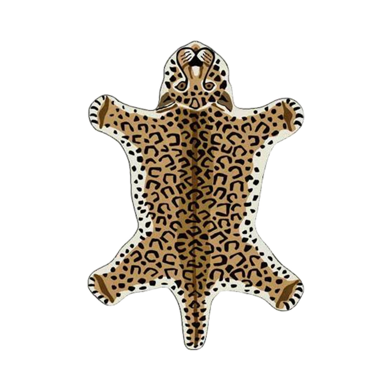 geerera Leopard Print Bath Mat, Non-Slip Animal Shaped Rug for Bathroom ...
