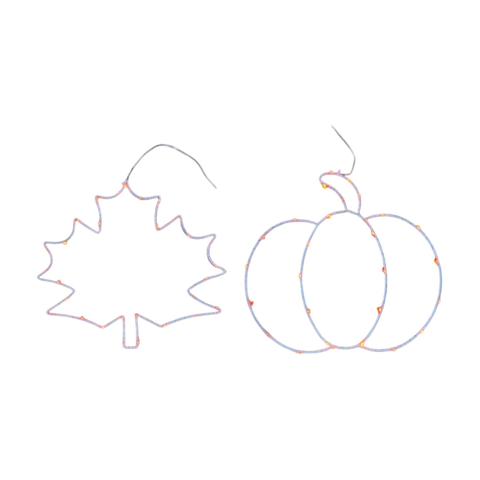 geerera Light-Up Fall Wall Decor, 2-Pack Maple Leaf and Pumpkin String ...