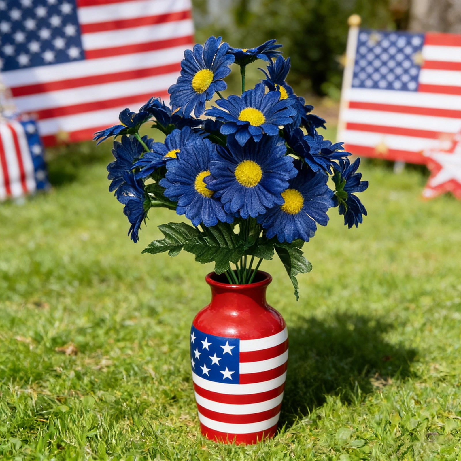 geerera Patriotic Artificial Daisy Flowers, Red White Blue Gerbera ...