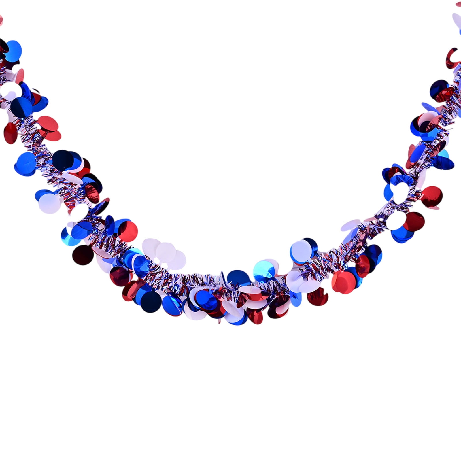 geerera Patriotic Tinsel Garland, Red White and Blue Metallic Garland ...