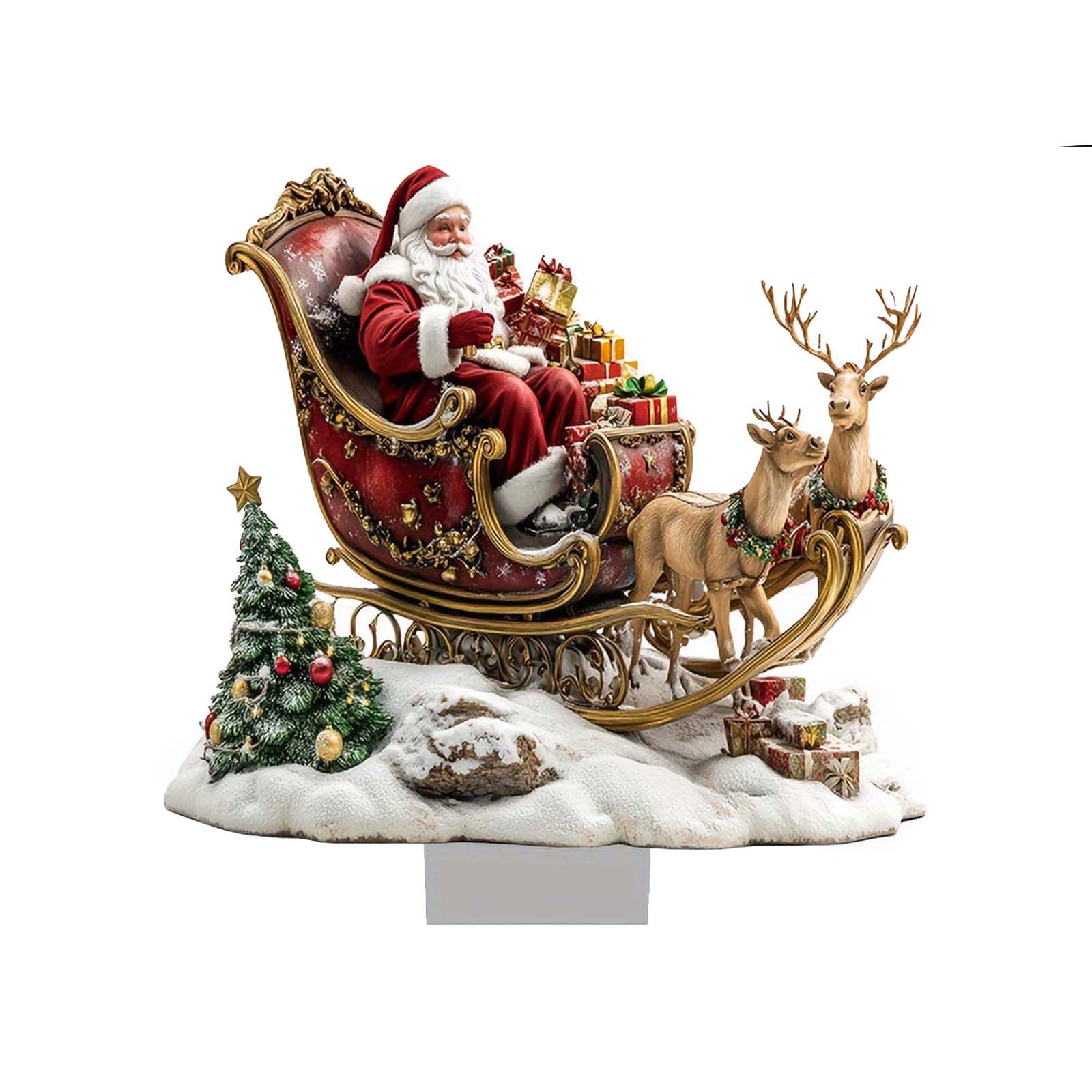 geerera Santa Claus Reindeer Sleigh Sign, Acrylic Desktop Display with ...