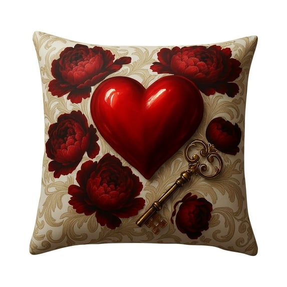 geerera Valentine's Day Floral Throw Pillow Cover, Square Cushion Cover ...