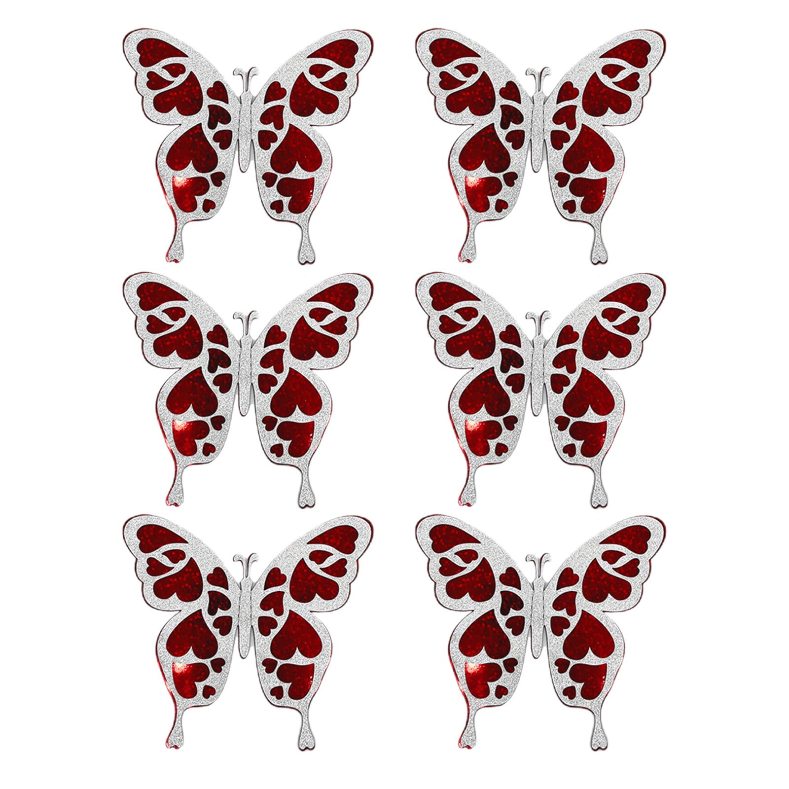 geerera Valentines Day Bow Stickers, Set of 6 Flash 3D Double-Layer ...