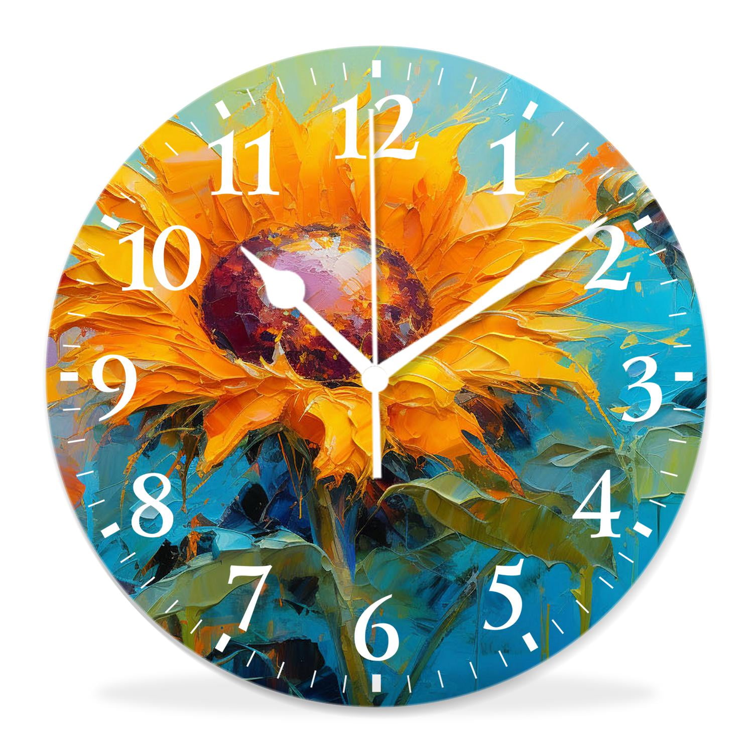 generic 10 inch Round Wall Clock,Sunflower Oil Painting Watercolor ...