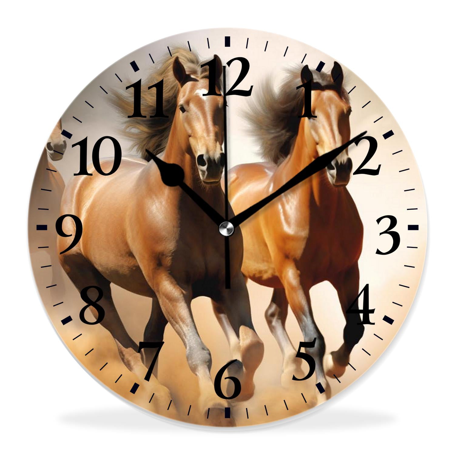 generic 16 inch Round Wall Clock,Horse in Sunset Print,Silent Non ...