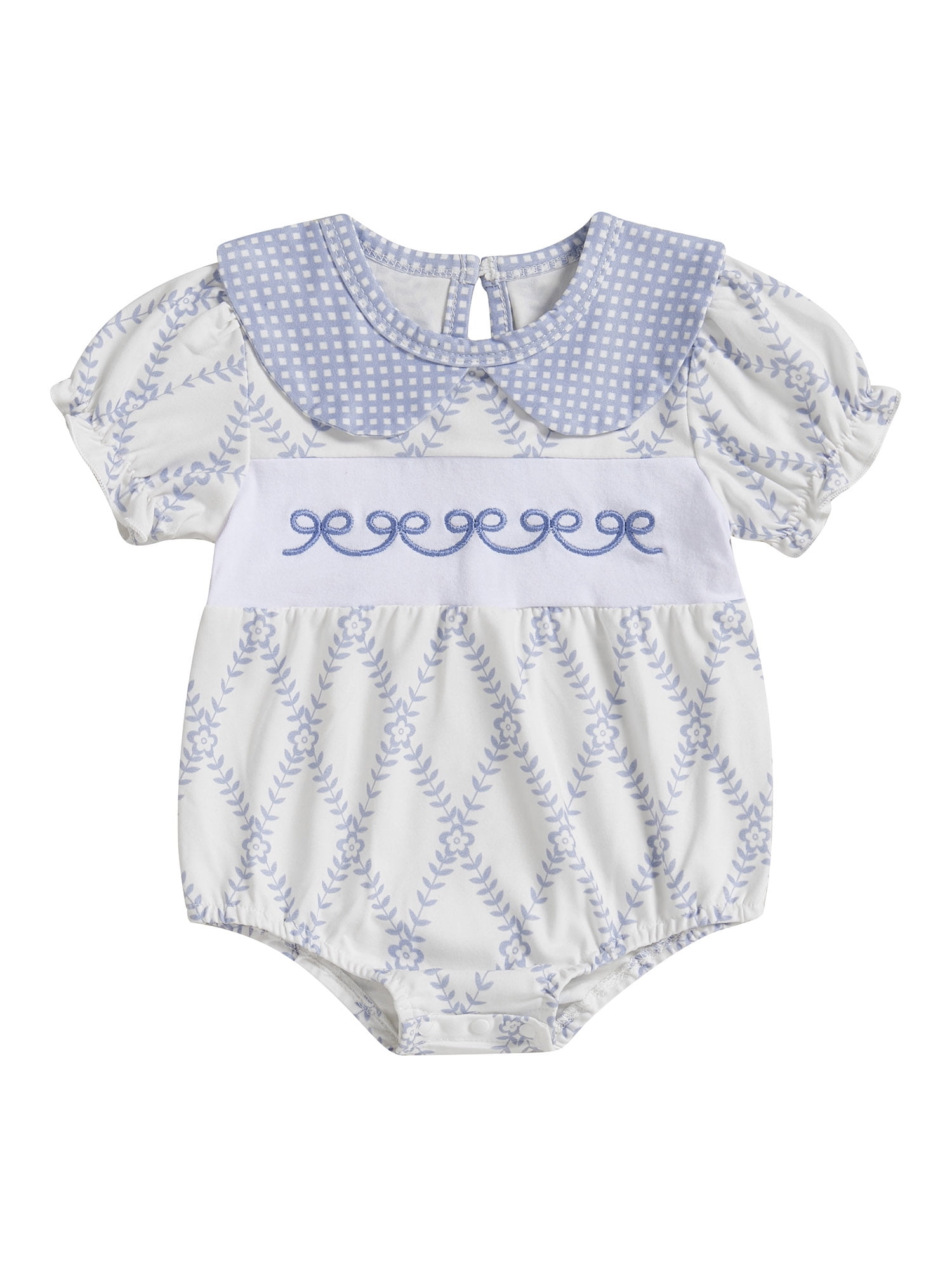 generic Baby Girl Romper for Summer Loose Fit Bow Embroidery Ruffled ...