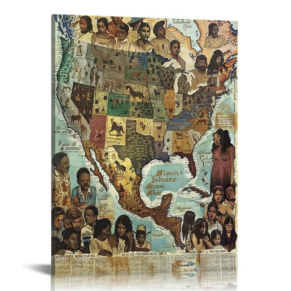 generic Native Tribes of North American Map Poster Vintage Posters ...