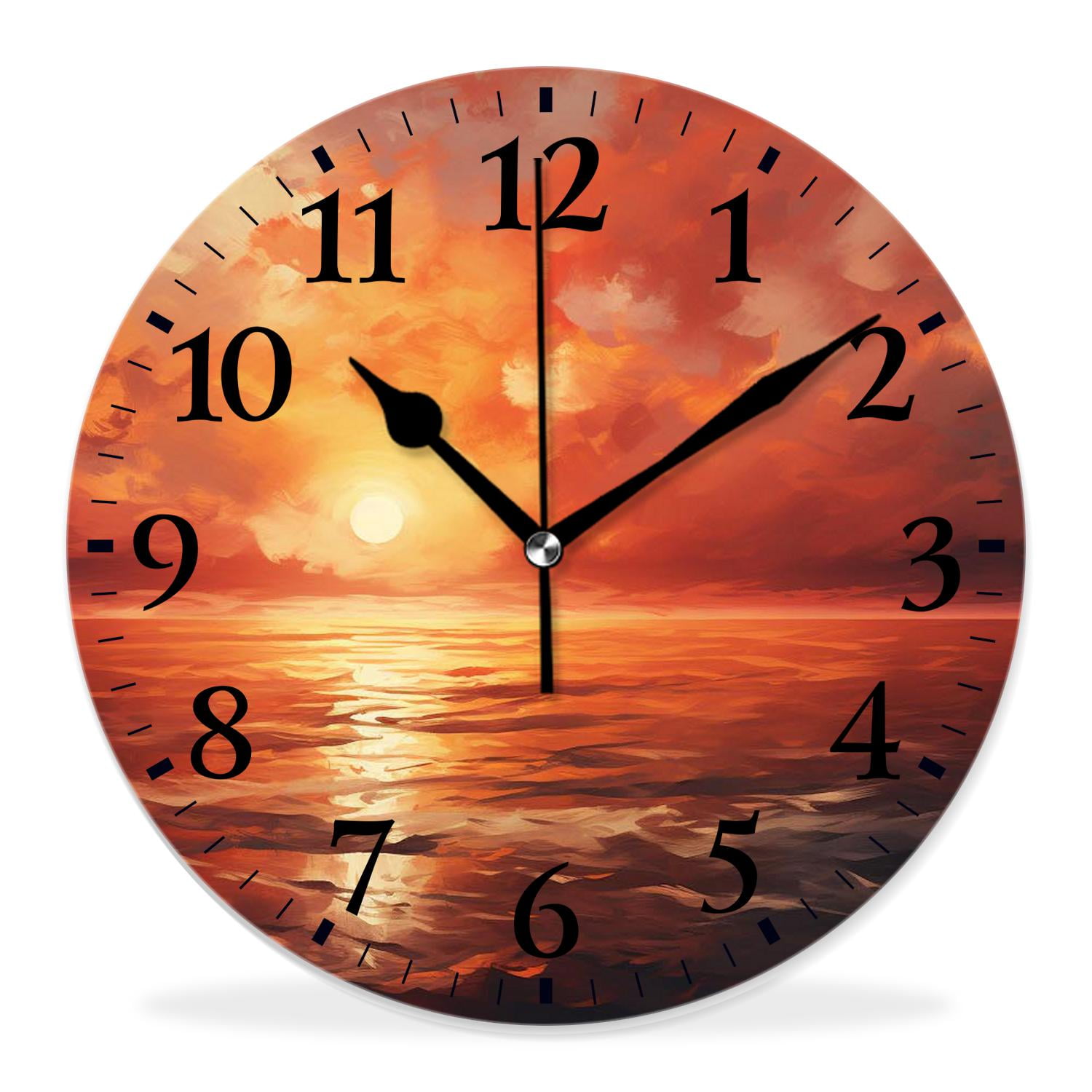 generic Silent Non Ticking 14 inch Round Wall Clocks,Nature Sunset Sky ...