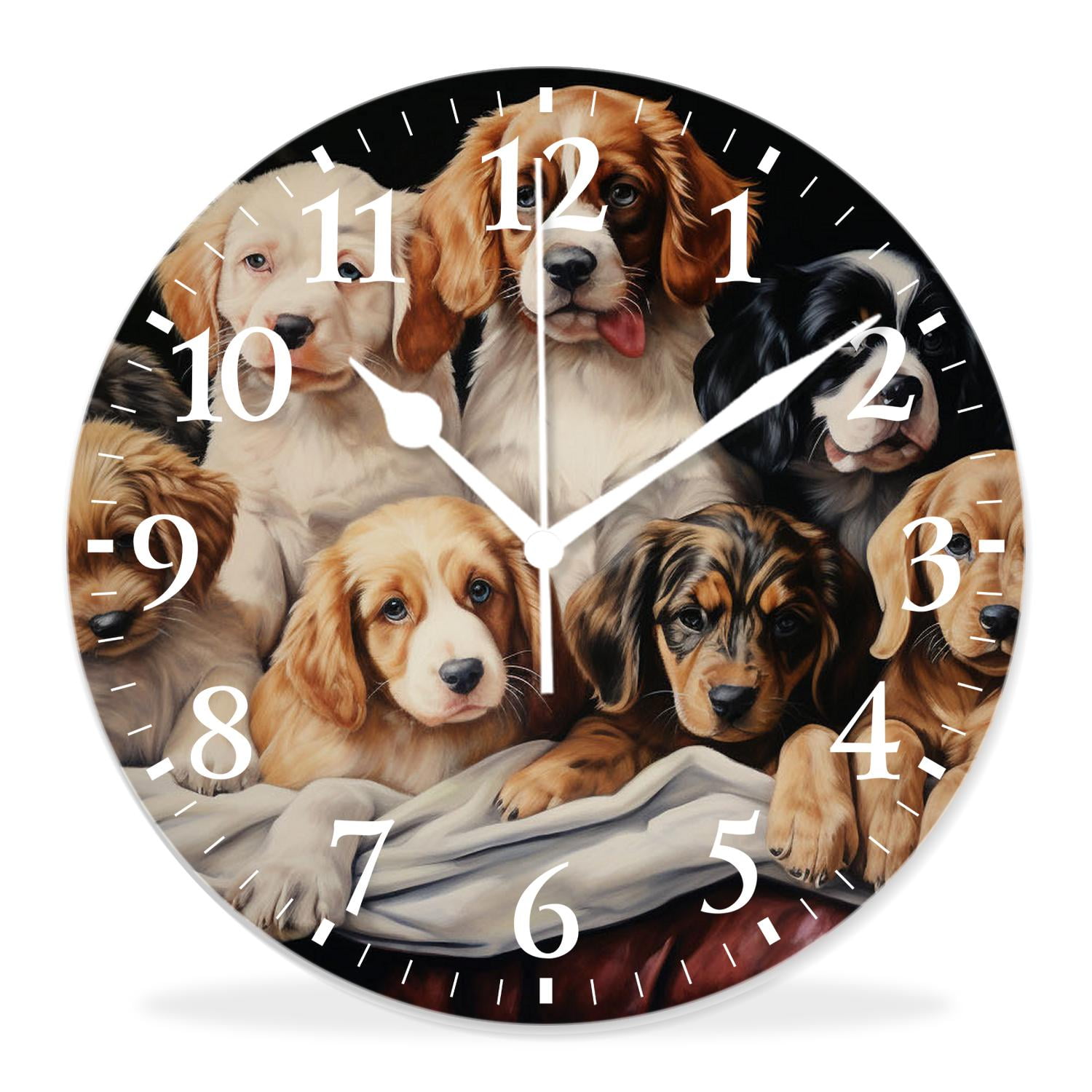 generic Silent Non Ticking 14 inch Round Wall Clocks,Puppy Drawing ...
