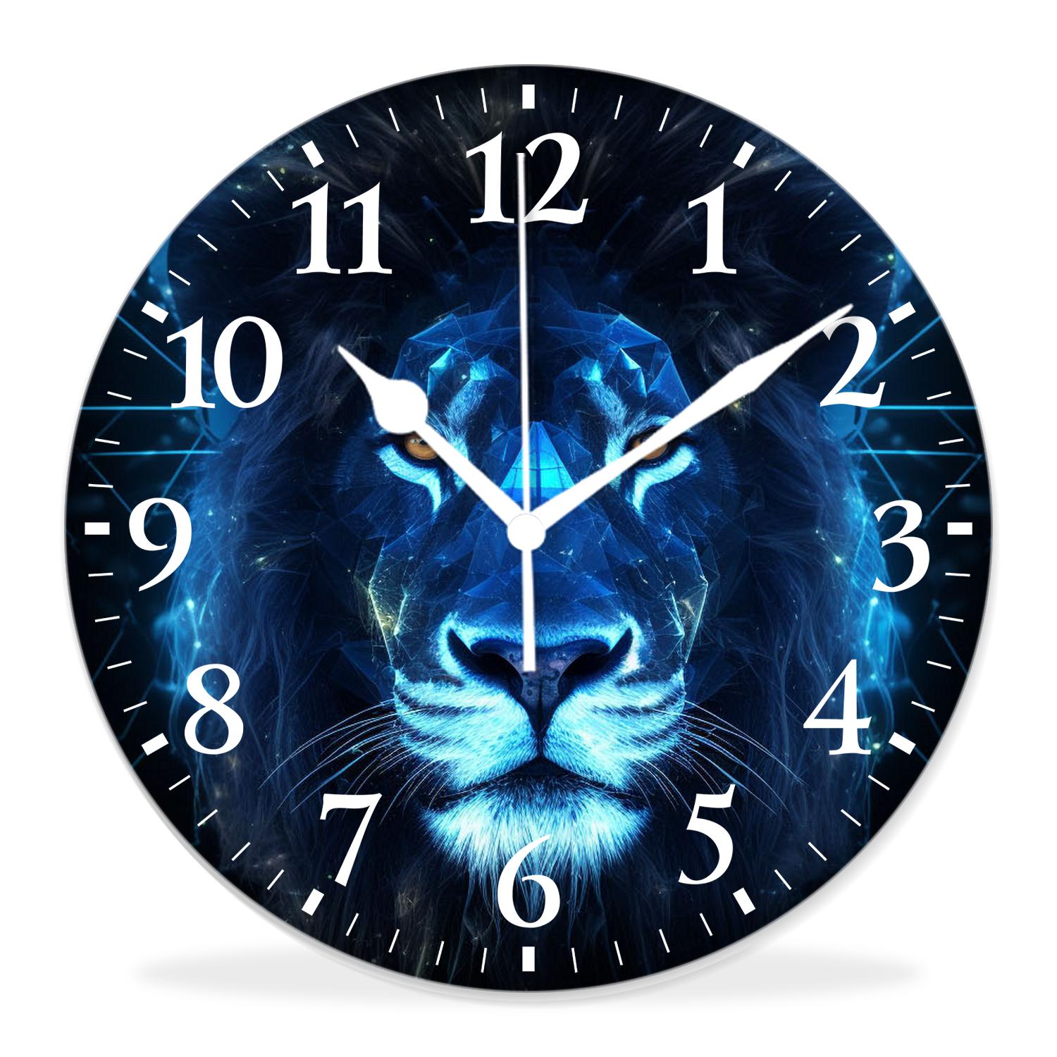 generic Silent Non Ticking 16 inch Round Wall Clocks,Blue Starry Lion ...