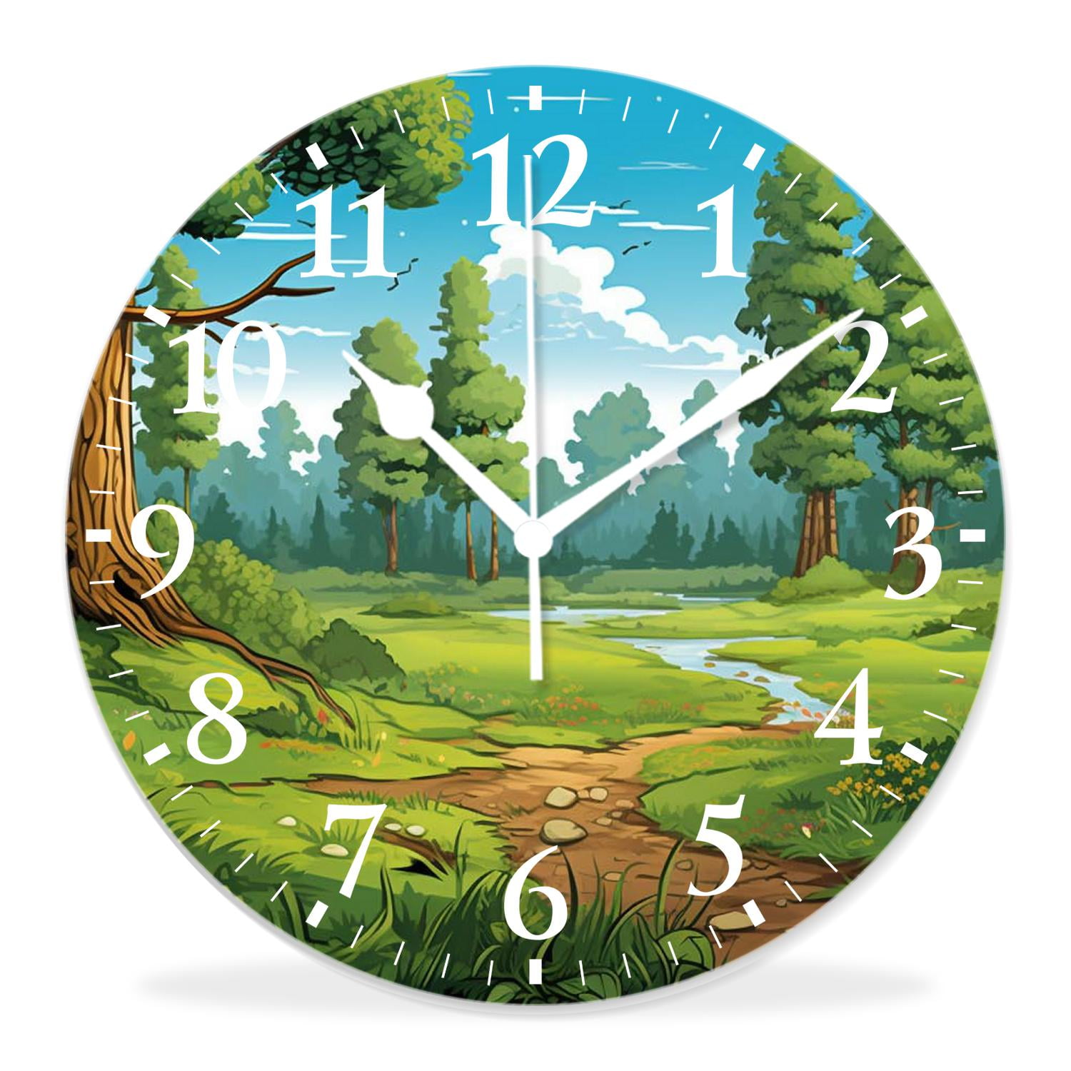 generic Silent Non Ticking 16 inch Round Wall Clocks,forest Clear Day ...