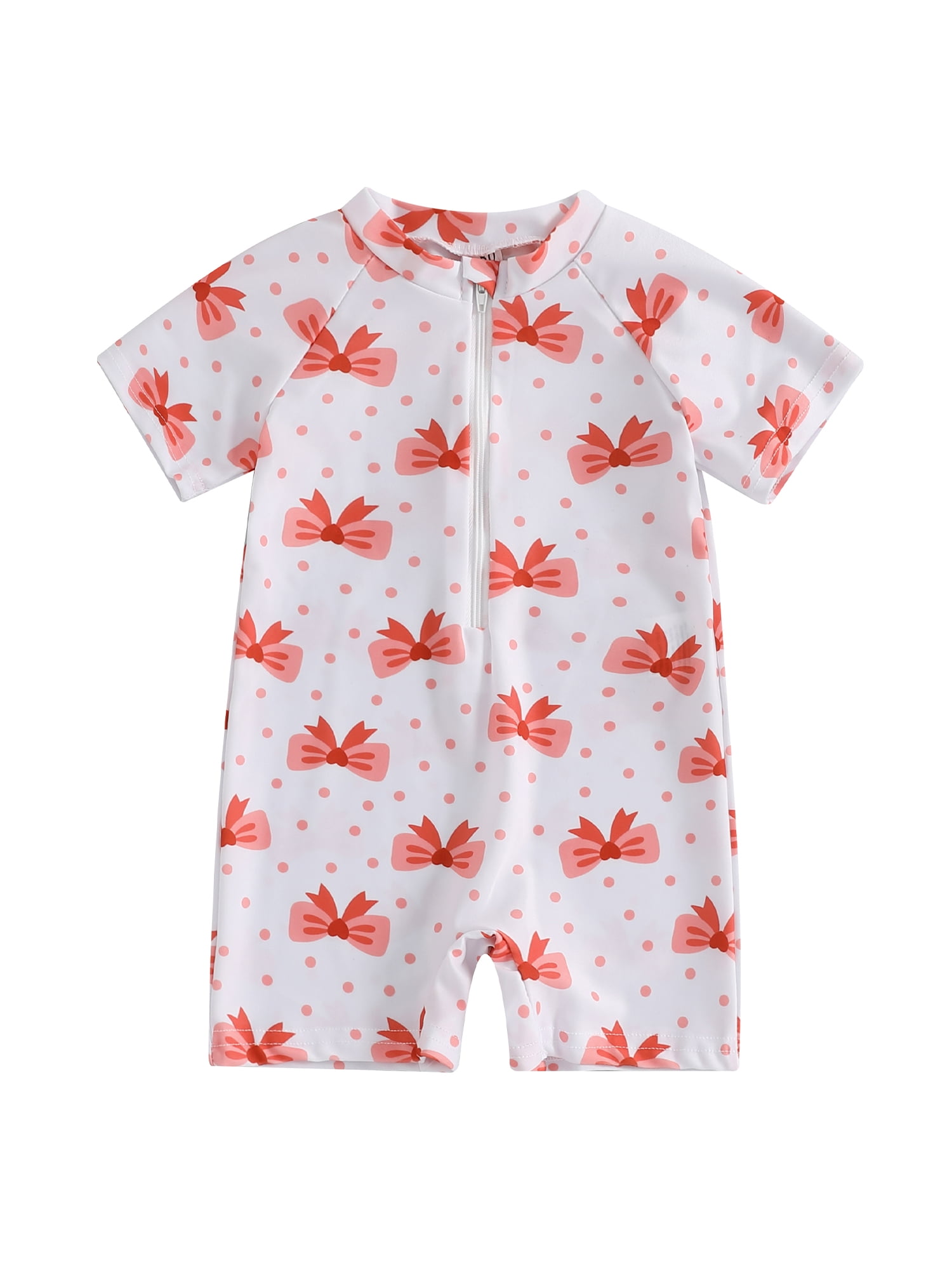 generic Toddler Girl Rash Guard Swimsuit Cherry/Bow Print Zipper Short ...