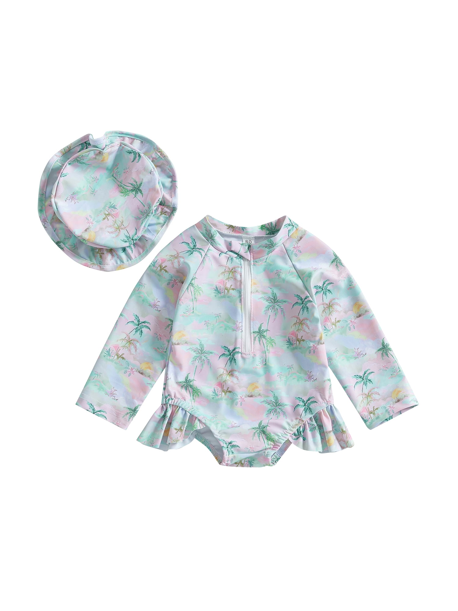 generic Toddler Girls Rash Guard Swimsuit Rompers Long Sleeve Tree/Bow ...