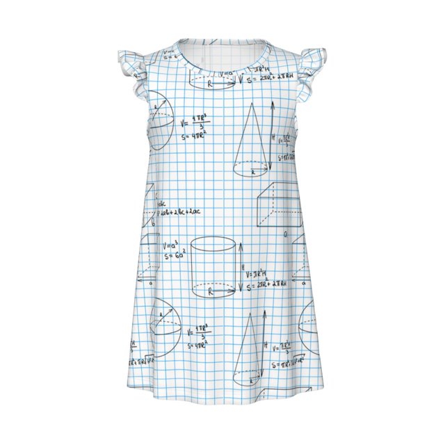 geometry Math Print Girls Nightgowns, Short Sleeves Princess Dress ...