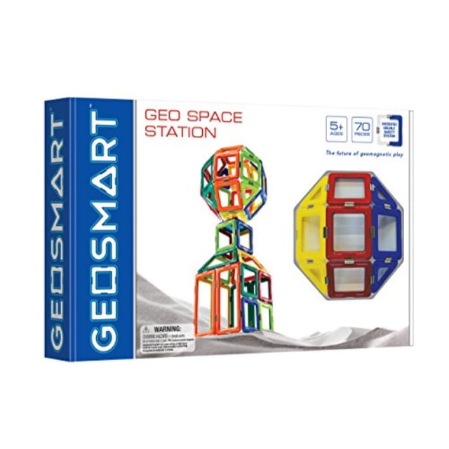 GeoSmart Geospace Station, 70-Piece Magnetic Building Set, Includes LED ...