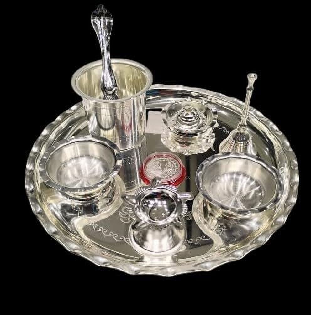 german silver 9 Items Pooja Thali Set for housewarming/ festivals ...