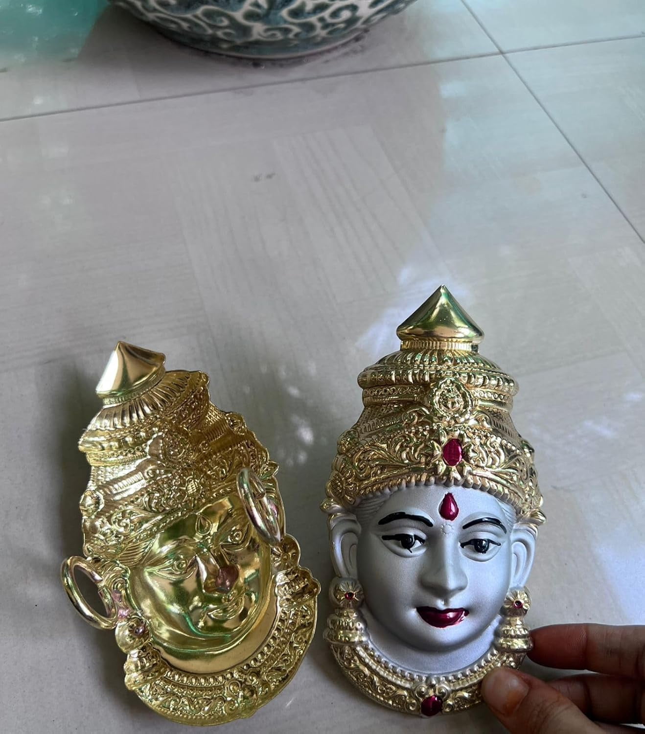 german silver golden and silver lakshmi face mukut for varalakshmi ...