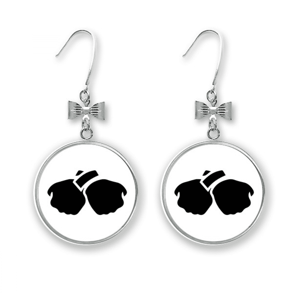 gesture fist outline pattern bow earrings drop stud pierced hook ...