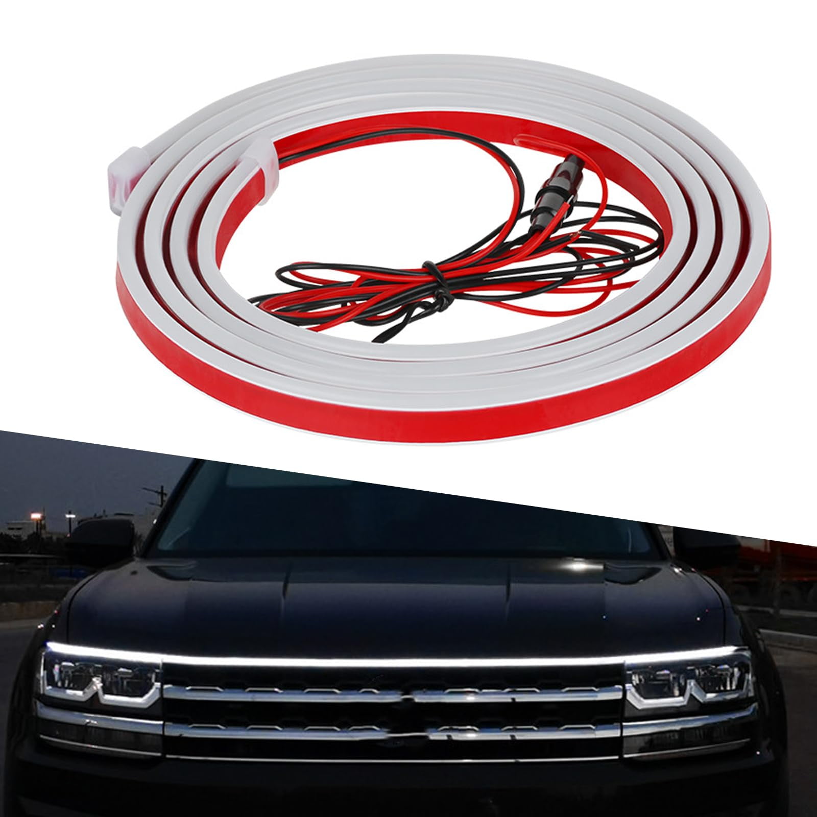 getfay 1 PC Car IFF17 Hood Gap LED Bar, 70" Through-Start Scanning Cool ...