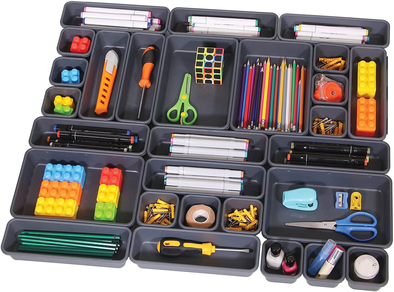 Hltser Set of 28 Interlocking Desk Drawer Organizer Tray Dividers ...