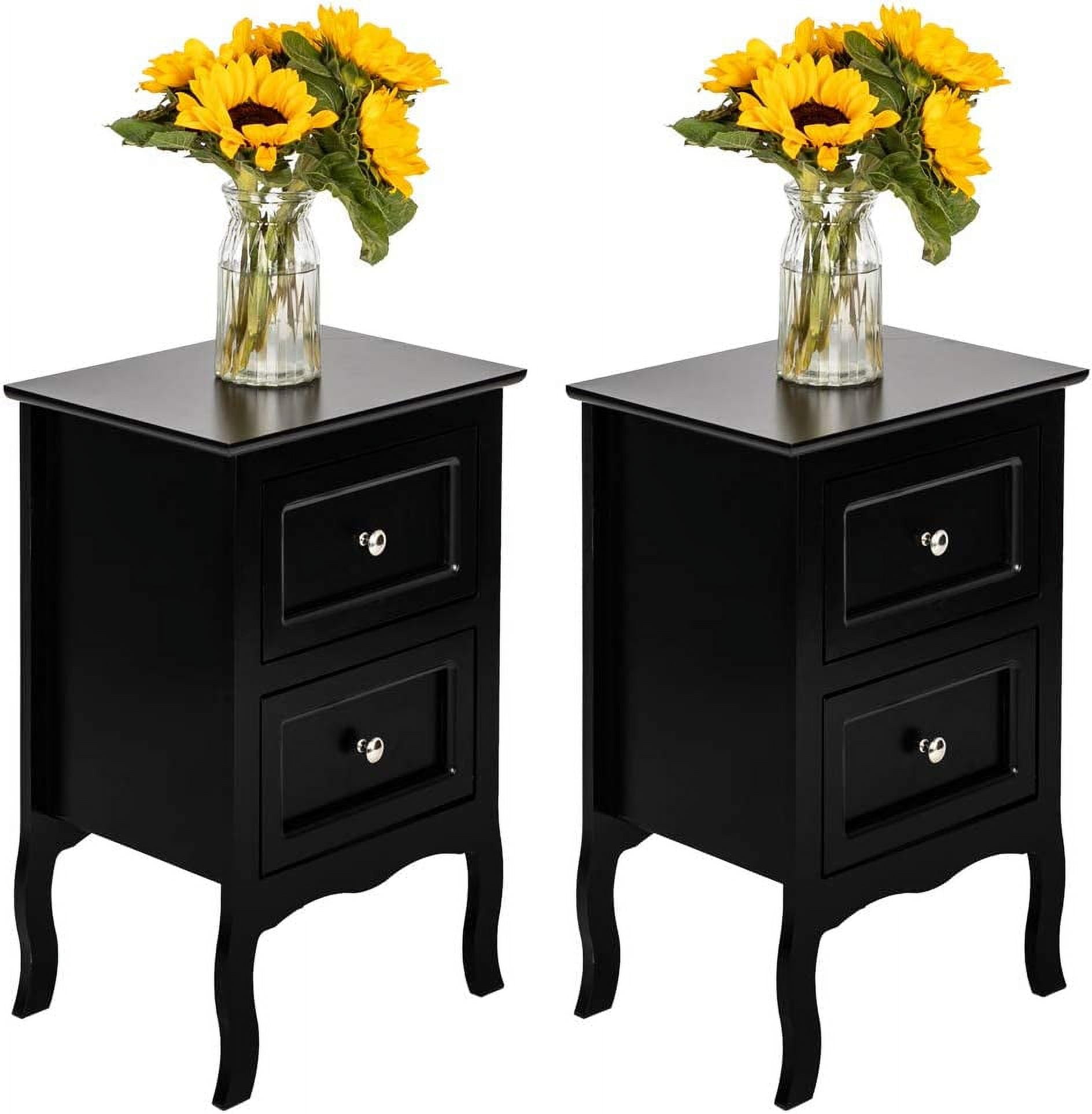 gfbd 2 Pcs Retro Nightstand Large Size Bedside Tables with 2 Drawers ...