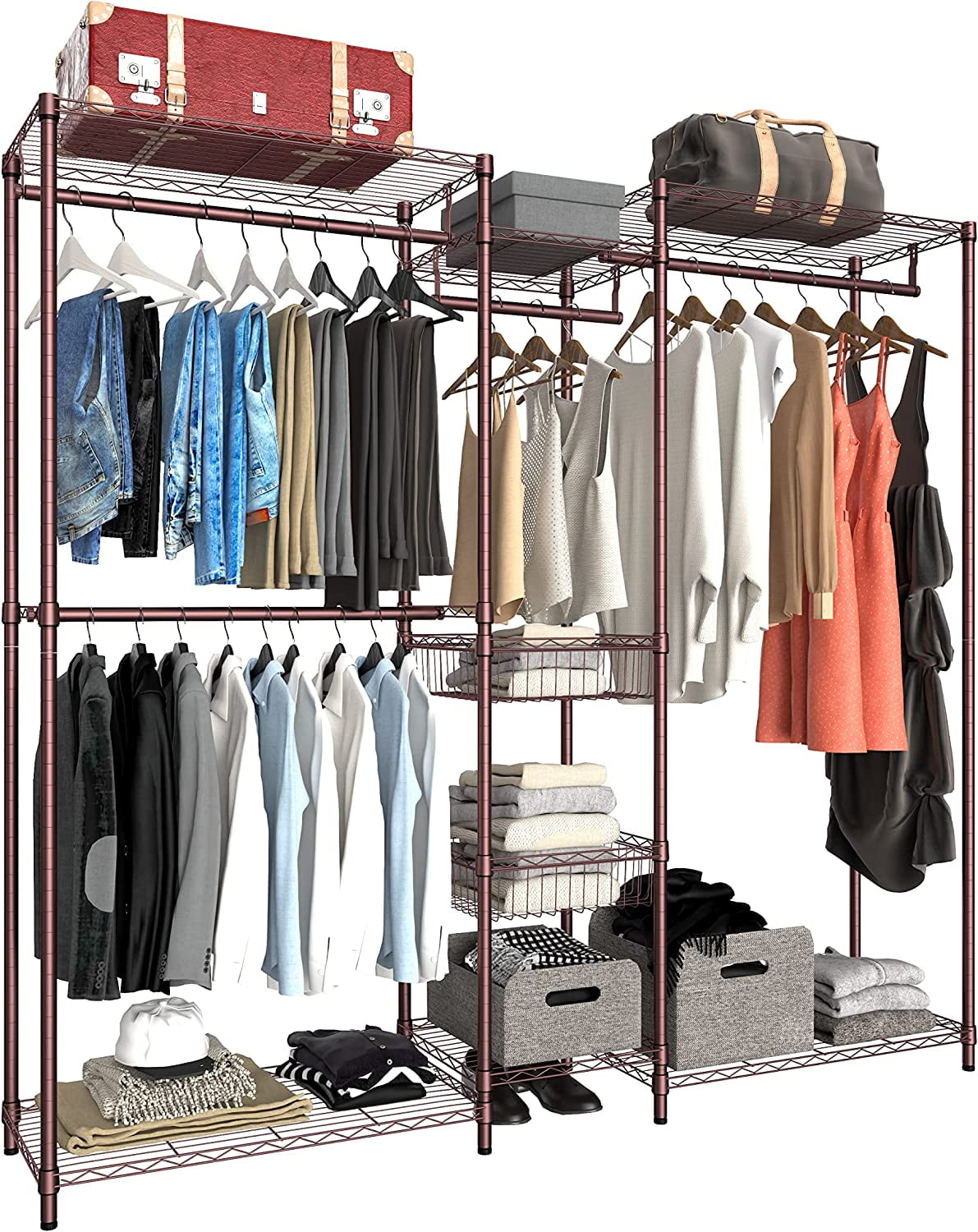 gfbd 6 Tiers Heavy Duty Garment Rack Clothing Storage Organizer Metal ...