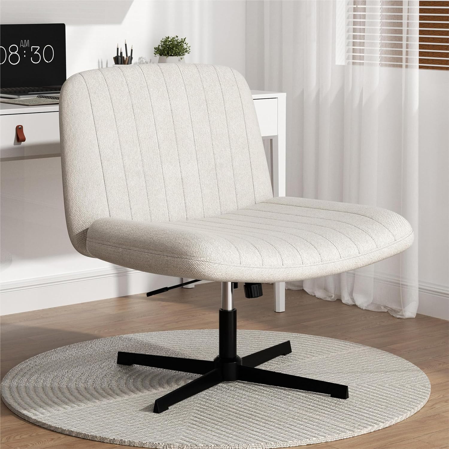 gfbd Cross Legged Chair with Wheels Armless Wide Chair's for Vanity ...