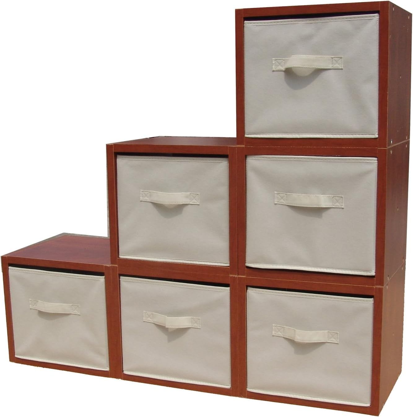 gfbd ® Cubby Hole Storage Bin Modular Wood Blocks with Fabric Bins 6 ...