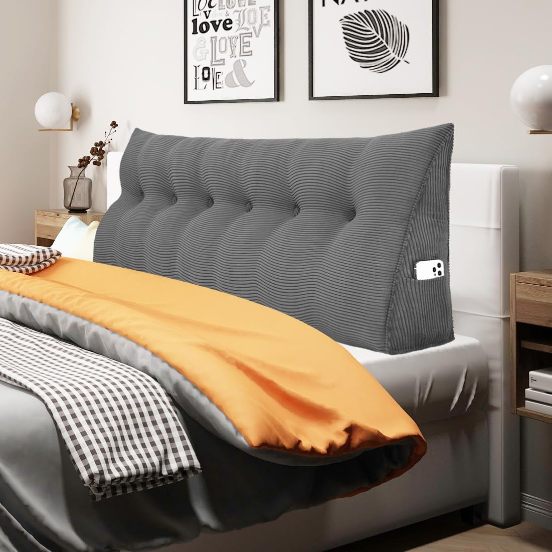 gfbd Headboard Wedge Pillow King Triangular Headboard Pillow Bed Wedge Pillow for Headboard ...