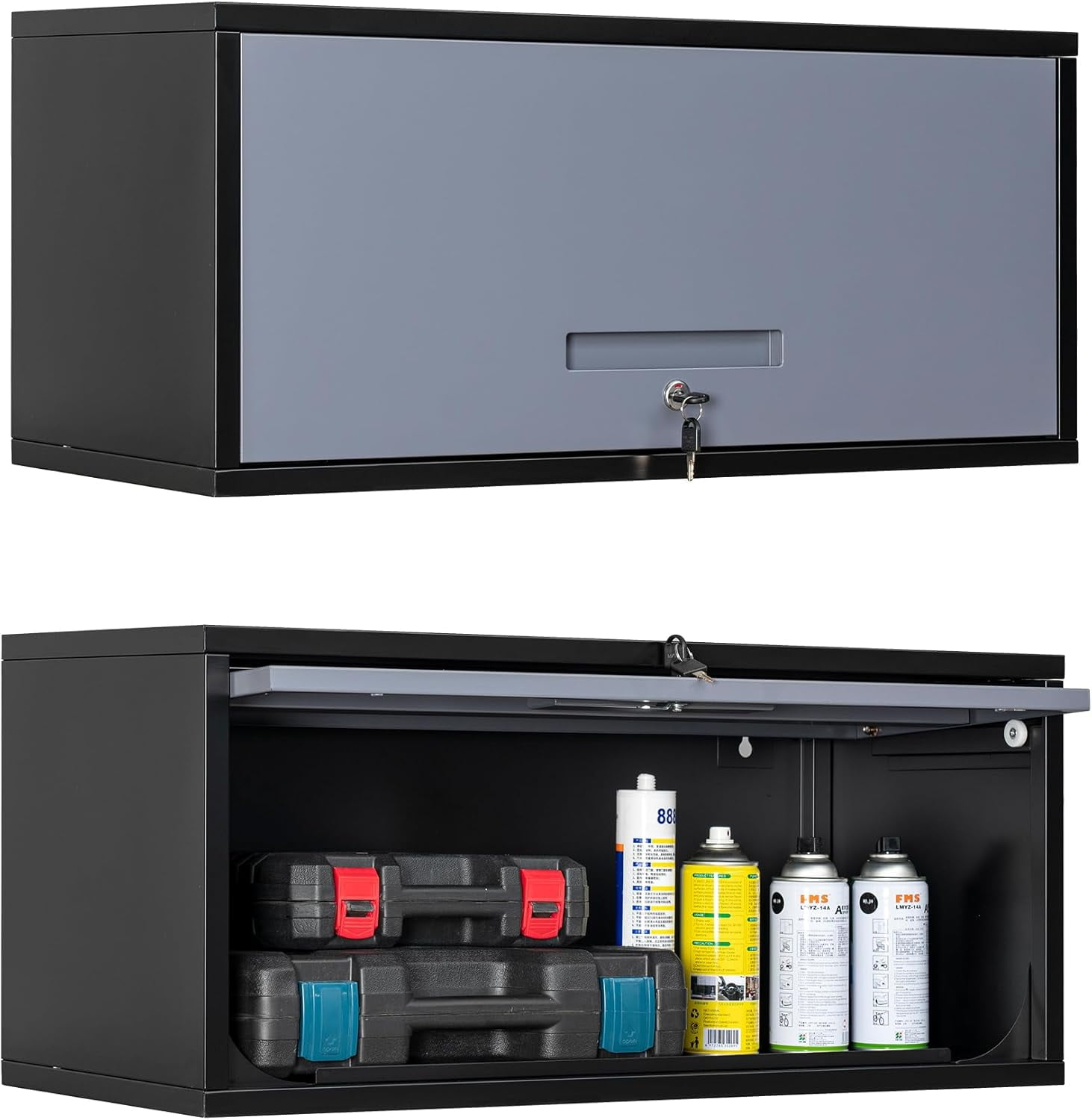 gfbd Metal Wall Storage Cabinet with 1 Shelving Garage Storage Cabinet ...